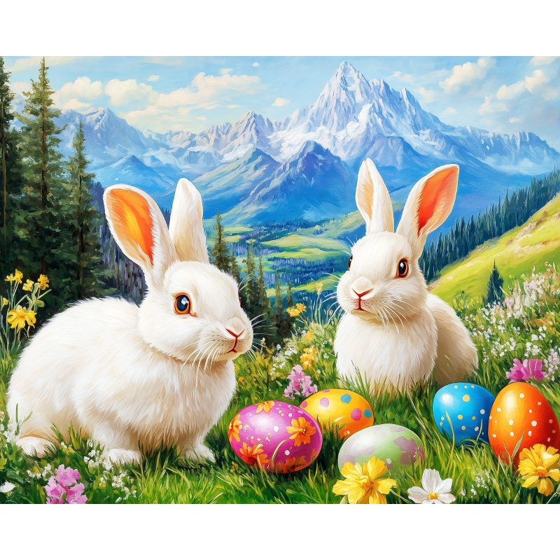 2 lieve paashazen | Diamond Painting – Happy Painting