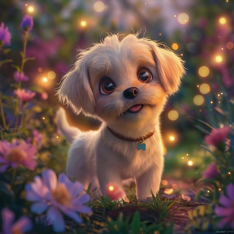 Leuke hond in magisch bos | Diamond Painting – Happy Painting