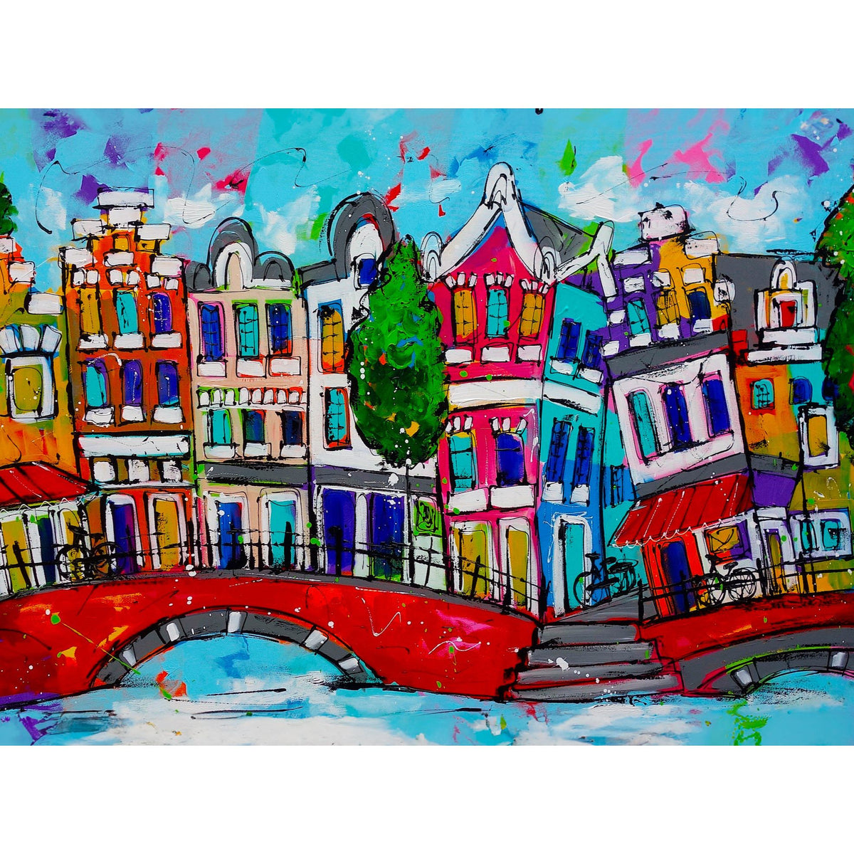 Vrolijk Schilderij - Gekleurde Huisjes – Happy Painting