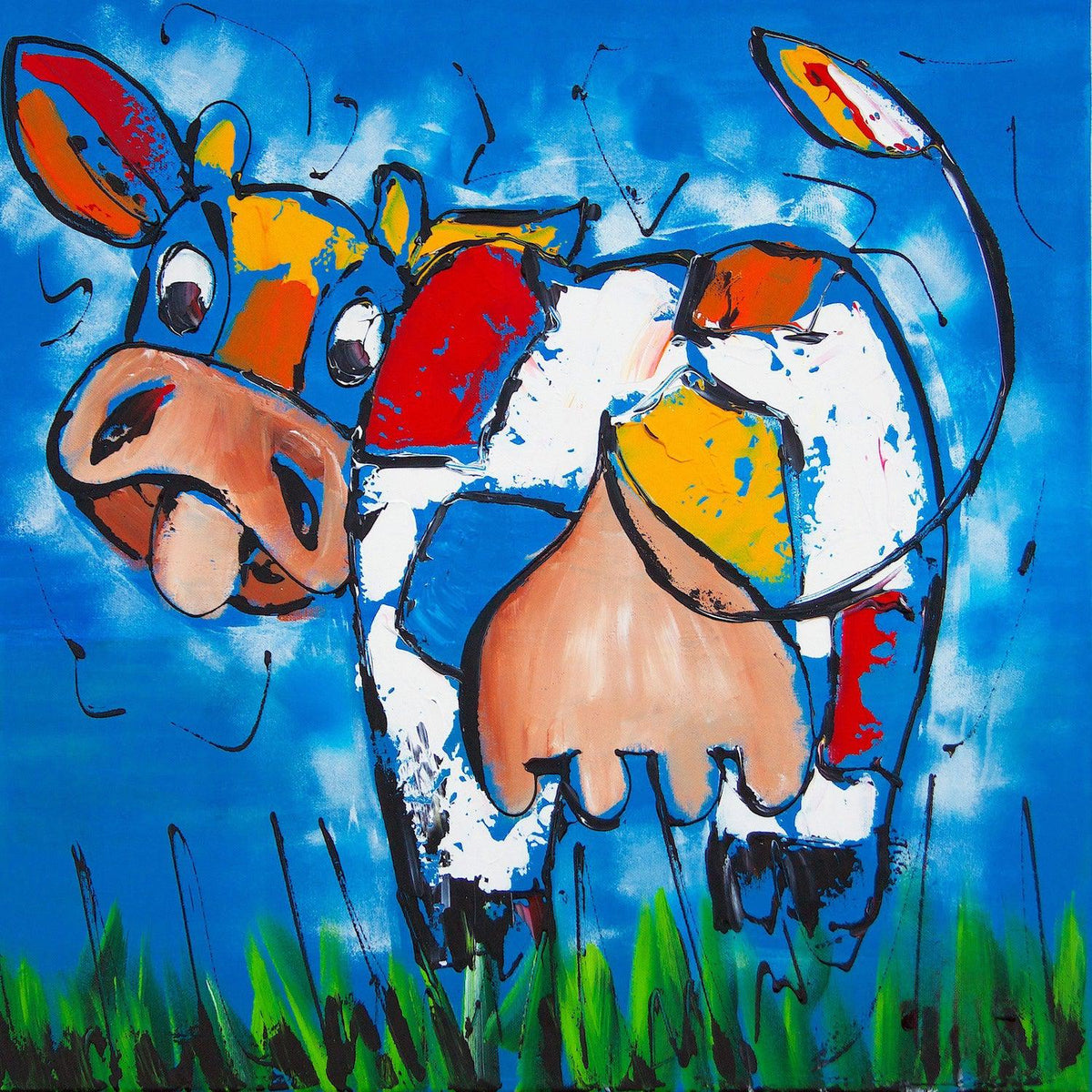 Vrolijk Schilderij - Blije Koe – Happy Painting